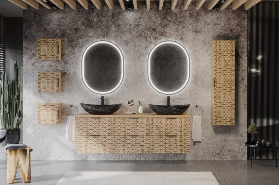 Skříňky do koupelny DIAMOND s drážkami | mujnabytek.cz